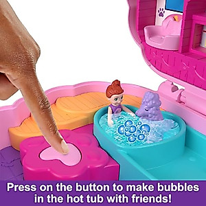 Polly Pocket Groom & Glam Poodle Compact Playset with 2 Micro Dolls & 12 Accessories, Including 2 with Color Change