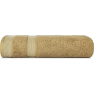 CASA COPENHAGEN Solitaire Luxury Hotel & Spa Quality, Beach Towel, 600 GSM Premium Cotton, 2 Piece Bath Sheet Set, Size - 36 x 72 Inches - Beige