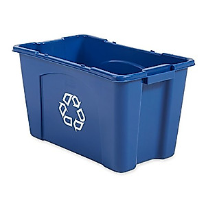 Rubbermaid Commercial Products, Recycling Bin/Box for Paper and Packaging, Stackable, 18 GAL, for Indoors/Outdoors/Garages/Homes/Commercial Facilities, Blue (FG571873BLUE)