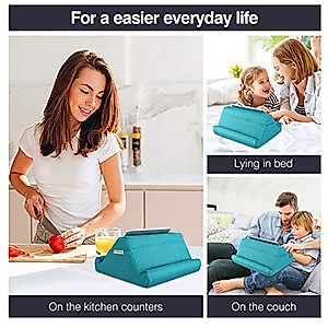MoKo Tablet Pillow Holder, Pillow for iPad Multi-Angle Soft Tablet Stand Up to 12.9" for Xmas Gift, eReader, Fit with iPad 9, iPad Mini 6,iPad 10th, iPad Pro 11/12.9 2022,Galaxy Tab S9/S9+,Sea Blue