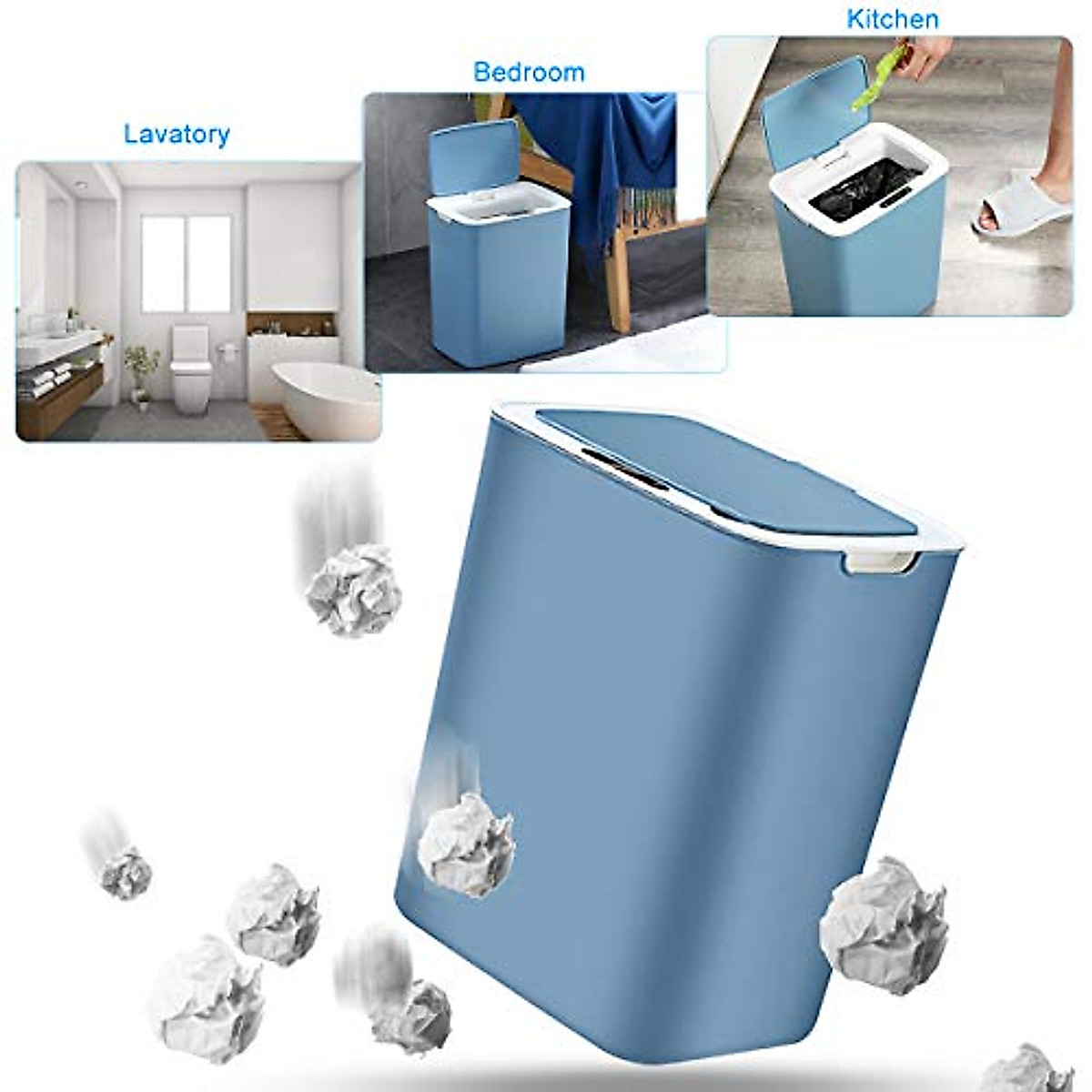 AOPUTTRIVER Touchless Sensor Trash Can 14 Liter/3.7 Gallon Small Capacity Trash Can with Lid Sensor Kitchen Bin Recycling and Waste Slim Bin Sensor Bins for Kitchen / Living Room /Office(Small)