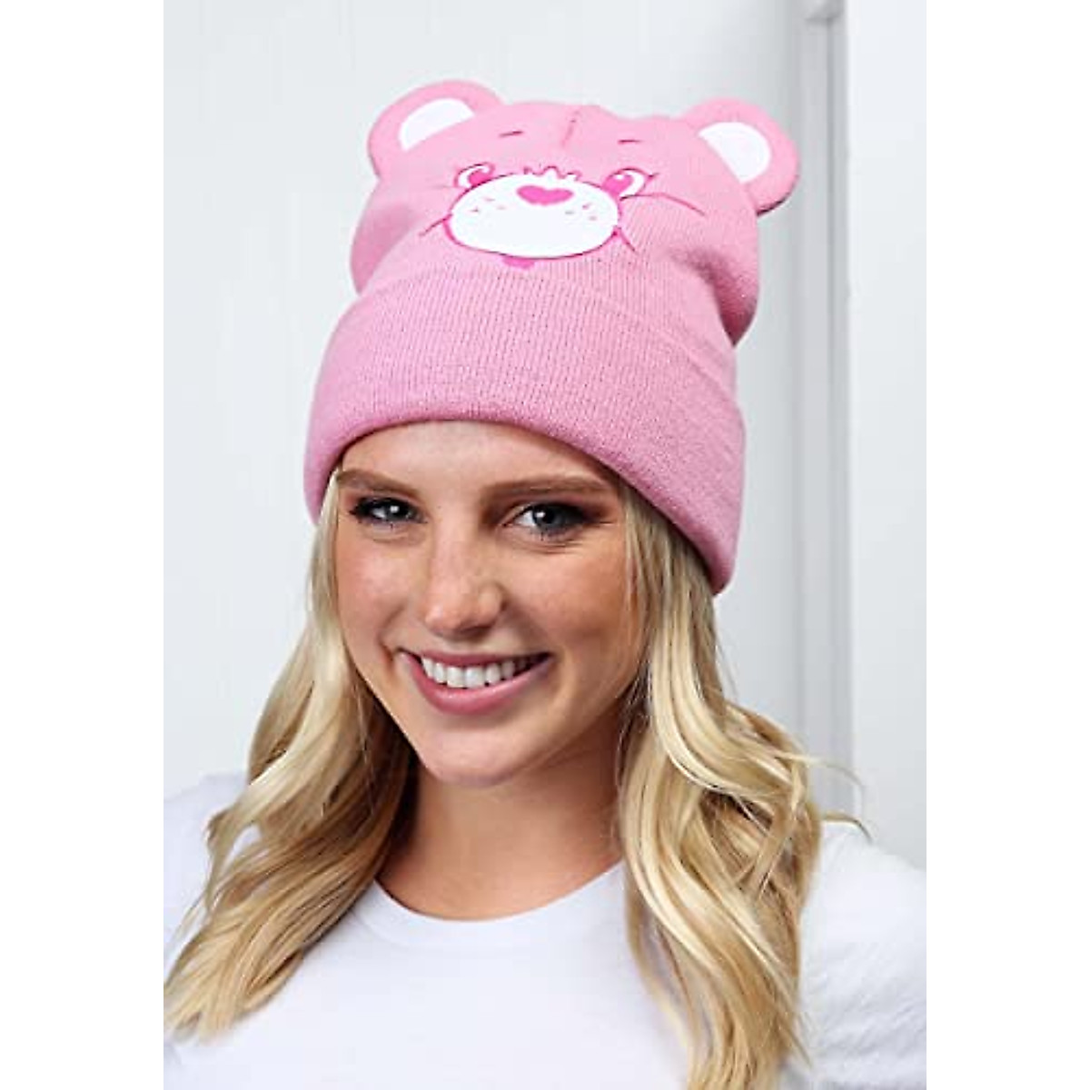 Adult Care Bears Cheer Bear Knit Hat Pink