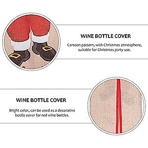 DOITOOL Stocking Stuffer Christmas Wine Bottle Cover Rustic Cloth Xmas Wine Bottle Cover Bags Champagne Holder Christmas Table Centerpiece Decor Xmas Gift Stocking Stuffer Gifts