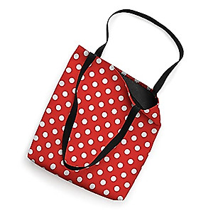 Small Polka Dot Pattern in White on Red AEV479 Tote Bag