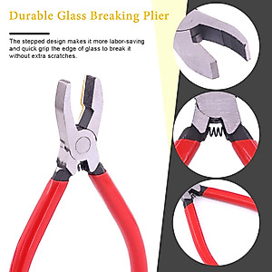 Rustark 3Pcs Premium Glass Running Breaking Pliers and Class Cutter Kit, Heavy Duty Glass Cutting Tool with Rubber Tip, Work Great for Stained Glass, Mosaics, Fusing, Breaking