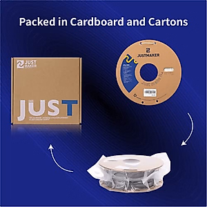 JUSTMAKER PLA Silk 3D Printer Filament, Upgrade Cardboard Spool, Silk Shiny Filament, Dimensional Accuracy +/-0.03mm, 1.75mm, 1kg, Blue