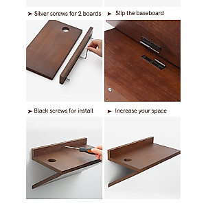 Sivapleso Floating Nightstands Set of 2, with Cable Hole Walnut Color Wood Floating Bedside Table Lightweight Small Wall Mounted Night Stand Hanging for Wall