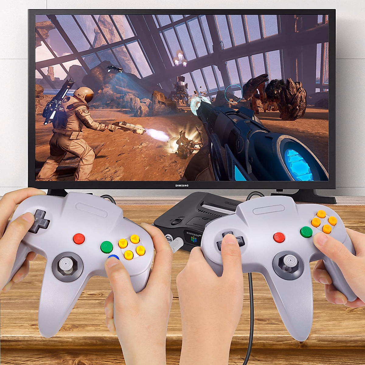 FISUPER Wired N64 Controller Classic Gamepad Joystick for N64 Console (2 Pack Grey)