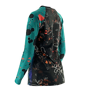 Loka Wear Dark Teal Forest Womens Long Sleeve MTB Mountain Bike Cycling Gravel Jerseys Shirt Quick Dry Moisture Wicking (Medium)