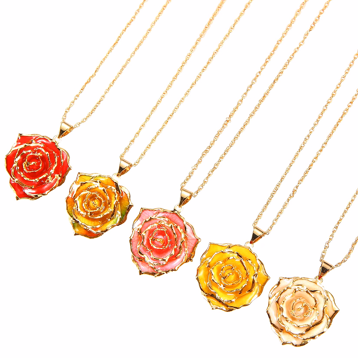 AliveRose Rose Pendant Necklaces Gifts for Women, 24K Gold Dipped Real Rose Dangle Necklace Jewelry - Ideal Gift for Her Wife Mom Anniversaries, Valentines (Blue)