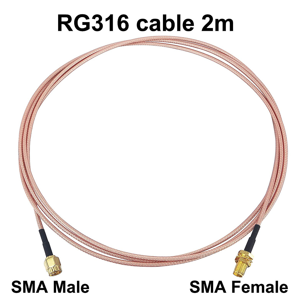 YOTENKO SMA Antenna Extension Cable SMA Male to SMA Female Bulkhead Mount RF Connector RG316 Cable 2M 6.5Ft for Handheld Ham Radio 4G LTE Router Gateway Cellular SDR USB Dongle Receiver