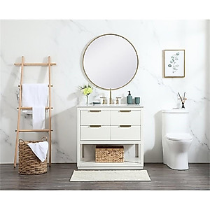 Elegant Decor Larkin 36" MDF Single Bathroom Vanity with Backsplash in White
