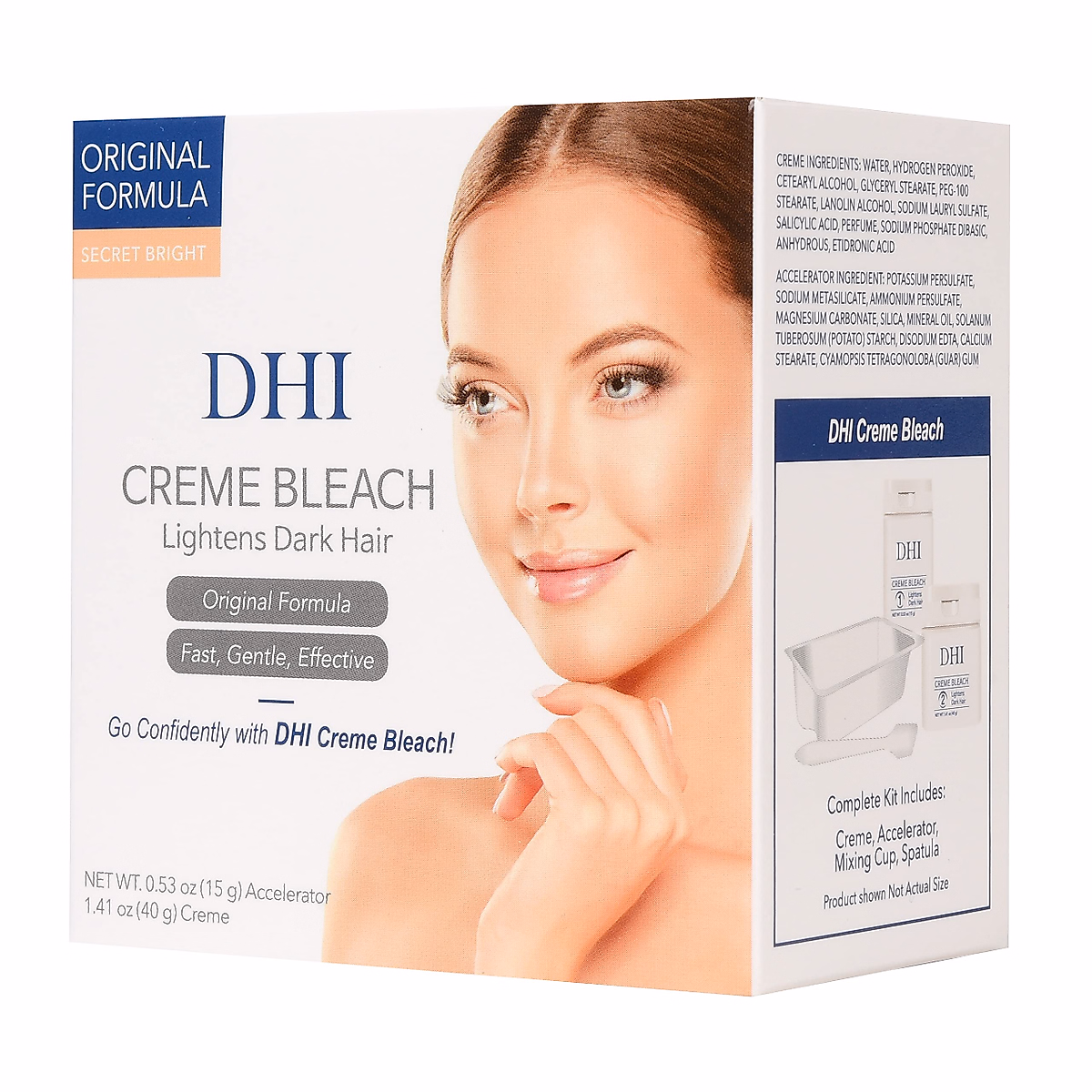 DHI Creme Bleach Mild Original Sensitive Formula Lightens Dark Hair Face & Body 1.9 OZ