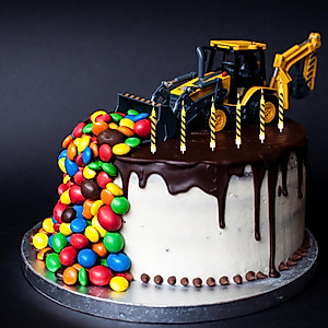 12pcs Construction Birthday Candles, Yellow and Black Striped Charm Candle Construction Themed Birthday Candles for Engineers Present Construction Party Wedding Cake Decoration Kids Supplies