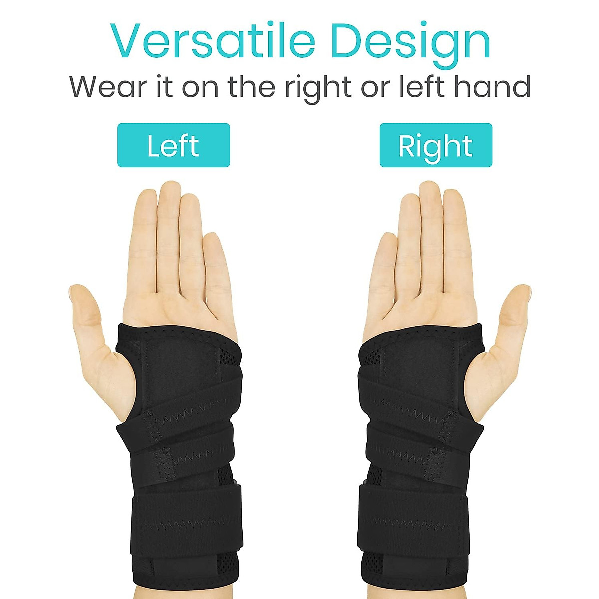 Vive Carpal Tunnel Wrist Brace (Left or Right) - Arm Compression Hand Support Splint - for Men, Women, Kids, Bowling, Tendonitis, Arthritis, Athletic Pain, Sports, Golf - Universal Adjustable Fit