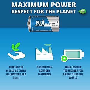 Fuji Enviromax 3200BP2 EnviroMax C Extra Heavy-Duty Batteries, 2 pk, Blue, Standard