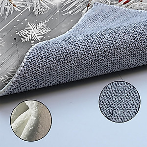 Christmas Pine Area Rug Carpet for Kids Teen Girls Boys Bedroom, Living Room, Washable Outdoor Indoor Accent Throw Runner Floor Mat Area+Rug Silver Tree Leaves Snowflake Farmhouse 3FT(Round)