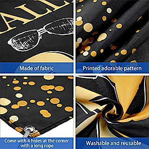 Happy Retirement Party Decorations, Giant Black and Gold Sign Retirement Party Banner Photo Booth Backdrop Background for Happy Retirement Party Supplies (Black)