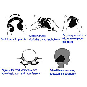 Kedofe Ear Warmers For Men Women Foldable Fleece Unisex Winter Warm Earmuffs Outdoor Skiing,Biking (Black knit)