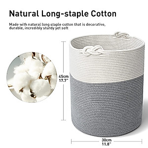 Woven Basket Large Laundry Basket 16" D x 18" H Rope Storage Baskets for Blanket, Kids Toy, Nursery Clothes Hamper Basket Baby Laundry Basket