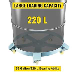 BestEquip Heavy Duty Drum Dolly 5 Swivel Caster Wheel 55 Gallon Steel Frame Non Tipping with Brake