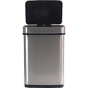 Hanover Home 33-in. Tall Hands-Free Steel Trash Can with Fingerprint-Resistant Finish and Soft-Close Motion Sensor Lid for Kitchen - 13.2 Gallons (50 Liters) in Black