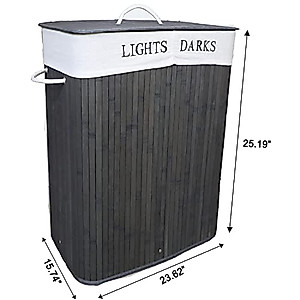 Large Laundry Hamper,Clothes Hamper with 2 Removable Liner Bags,X-Large Laundry Basket Collapsible Laundry Hamper,Grey