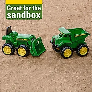 John Deere Vehicle Set - Includes Dump Truck Toy and Tractor Toy with Loader - Kids Outdoor Toys - Kids Construction Toys and Sandbox Toys - 6 Inches - 2 Count - Ages 18 Months and Up