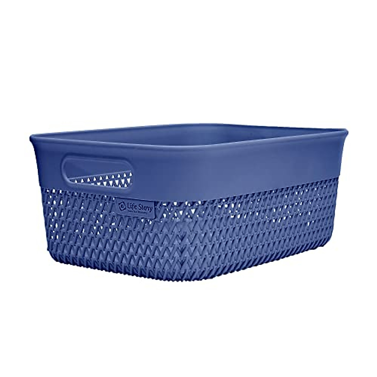 Life Story Lightweight Heavy Duty Storage Woven Trendy Basket 10 Quarts w/Built-In Handles Blue (6 Pack)