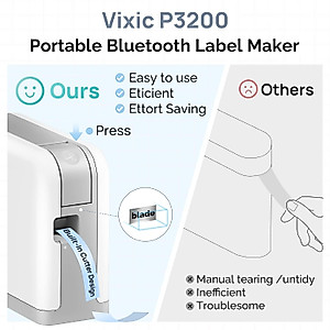 Vixic Handheld Label Maker Machine with Tape, 2024 Upgrade Version Bluetooth Portable Labeler with Multiple Modes for Editing Labels, for 6-12mm 1/4 '-1/2' Tapes, for Home School Office, White-Gray