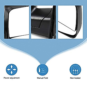 ECCPP Passenger Side Mirrors, Right Rear View Mirrors fit 2003-2013 For Ford E-150 E-250 2004-2013 For Ford E-350 E-450 Super Duty E-450 Econoline Black Manual Folding