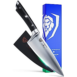 Dalstrong Gladiator Elite Series Forged High Carbon German Steel Chef Kitchen Knife with Black G10 Handle, 6 Inches, Sheath Included