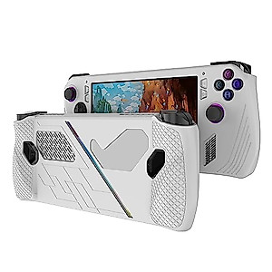 Protective Case for Rog Ally, DOBEWINGDELOU Soft Silicone Cover Case for ASUS Rog Ally Gaming Handheld, Full Protection, Anti-Scratch, Anti-Slip, and Shock-Absorbing Protective Case White