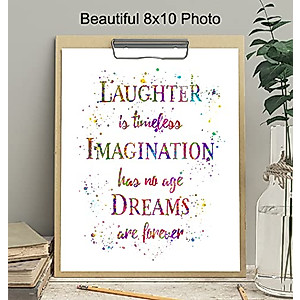 Laughter Inspirational Quote Home Decor - Dreams 8x10 Wall Art Decoration Poster print for Baby, Boy, Girl or Kids Bedroom, Nursery, Office, Living Room - Gift for Fans