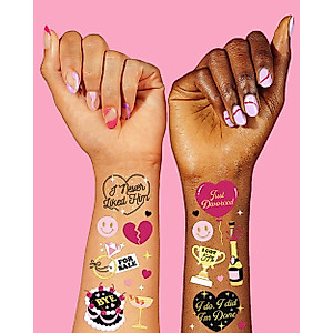 xo, Fetti Divorce Party Temporary Tattoos - 60 Foil Styles | Just Divorced Party Supplies, Break Up Party Favors, Single Ladies Party Decorations, Ex-Wife Gag Gift, Newly Divorced