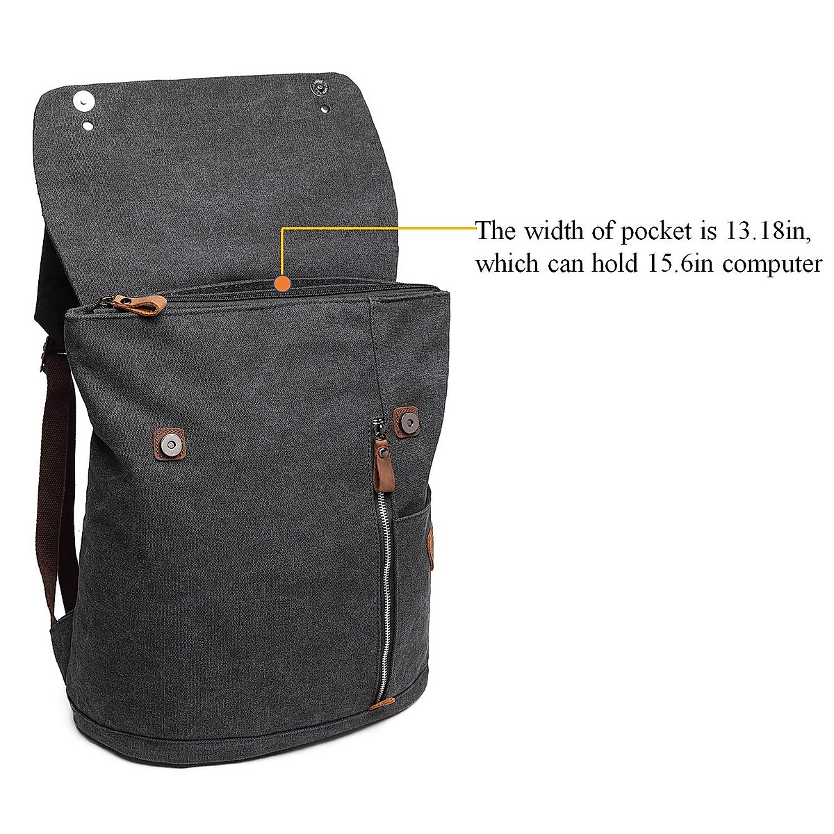 Wxnow Canvas Leather Backpack Laptop Rucksack Casual Outdoor Travel Daypack School Bag for Men Women Khaki