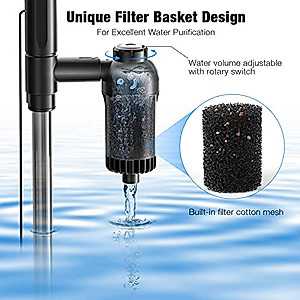 AKKEE Electric Aquarium Gravel Cleaner Vacuum, Fish Tank Cleaner 6 in 1 Automatic Water Changer Filter for Washing Sand Removable Siphon Vacuum Gravel Cleaner 18W IP68 Waterproof Safer Black Style