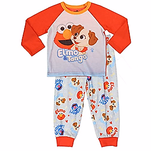 Sesame Street Pajamas for Toddlers, 2-Piece Pajama Long-Sleeve Shirt and Loungepant Set, Elmo Red, Toddler 2