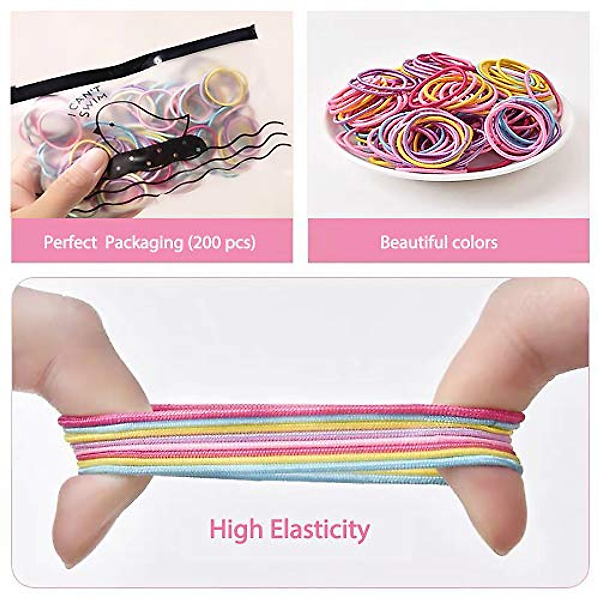 200pcs Hair Ties for Kids Hair Ties Toddler Girls Hair Ties for Girls Elastic Hair Bands Small Hair Ties for Kids