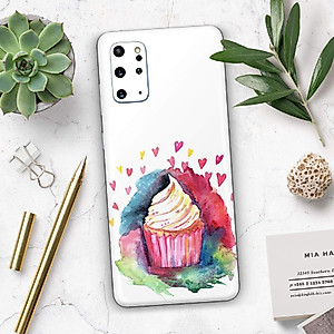 DesignSkinz Love, Cupcakes, and Watercolor Protective Vinyl Decal Wrap Skin Cover Compatible with The Samsung Galaxy S20 (Screen Trim & Back Glass Skin)