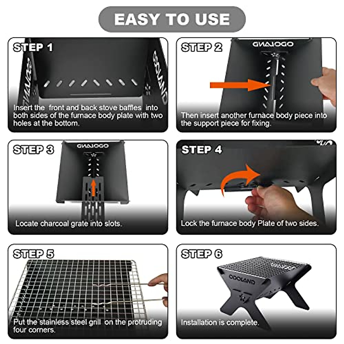 Odoland Camping Campfire Grill, Portable Folding Charcoal Grills ...