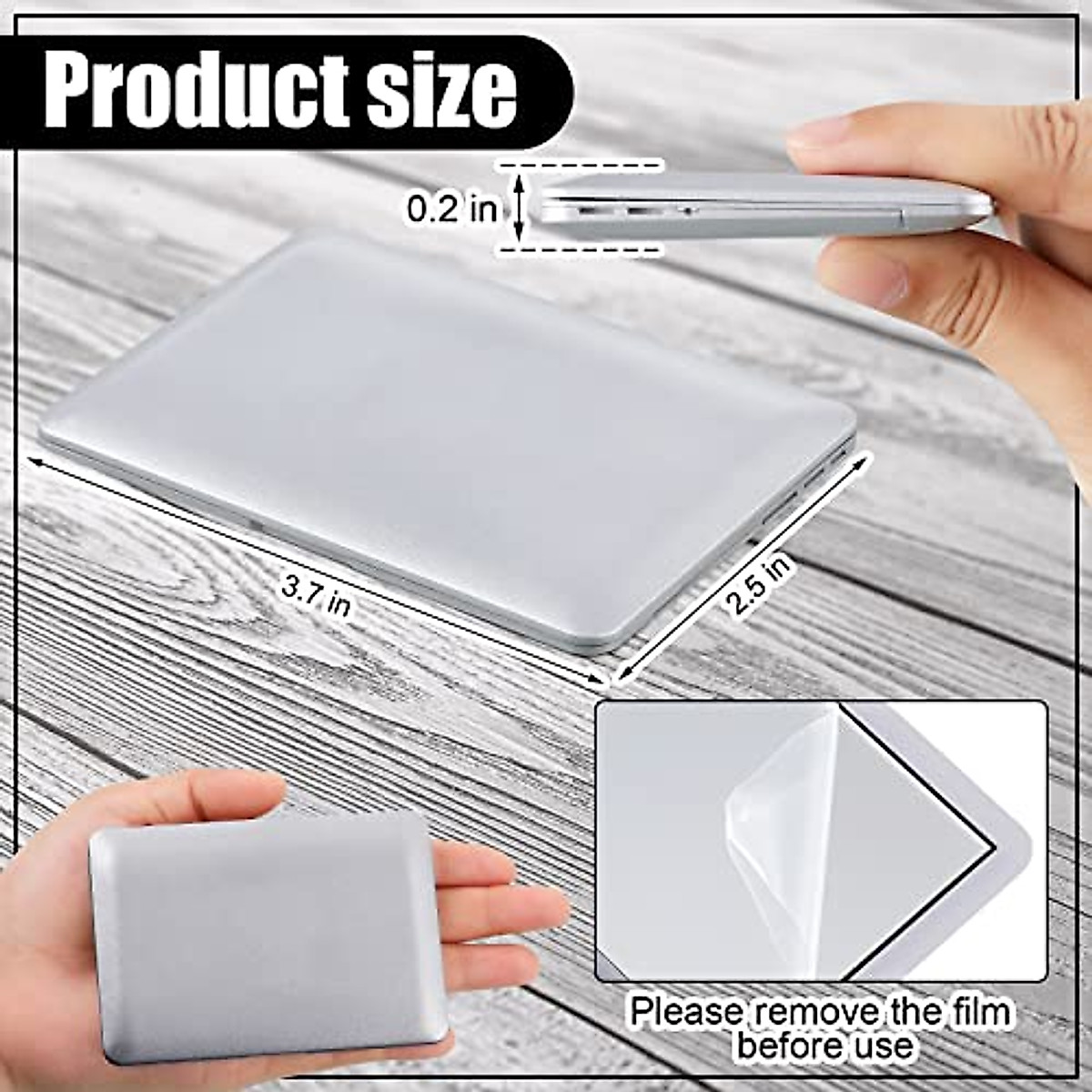 Jetec Mini Laptop Mirror for Cat Toy Laptop Cute Pocket Mirror Cat Laptop 3.7 x 2.5 Inch Folding Toy Cat Computer for Dollhouse Pet Makeup Decoration Fake Laptop(Silver)