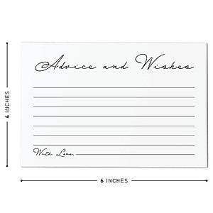 CARDAMONOLY Advice and Wishes Cards, Minimalist Black and White 6 x 4 Inches, Pack of 50, Inspirational Greeting Cards for Weddings, Graduations, Birthdays, and More (General Use - Model 01)