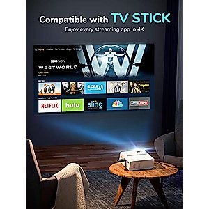 4K Projector, Projector with WiFi and Bluetooth, Portable Movie Projector with Remote, Home Theater Video Projector Compatible with HDMI, USB, MicroSD, Laptop, iOS & Android