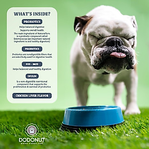 Dodonut NaturaFlora Prebiotic&Probiotic Supplement for Dogs, Digestion and Immunity Health Support, 60 Chewable Count