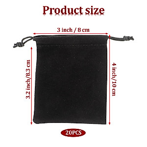 Psyqtsuary 20Pcs Little Velvet Jewelry Bags, 3x4 Inches Black Velvet Cloth Bags Premium Velvet Bags with Drawstring Jewelry Pouches for Dice Small Business Party Favor Gift