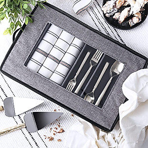 Flatware & Utensil Storage - Durable Silverware Storage Box with Padded Dividers, 5 Compartment Flatware Storage Case, Silverware Case with Handles and Removable Lid - Protects and Organizes Cutlery