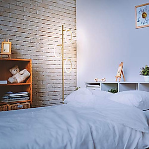 Brightech Saturn Floor Lamp, Great Living Room Decor, Tall Tree Lamp for Offices, Contemporary Lamp for Living Rooms, Standing Lamp with 3 LED Lights for Bedroom Reading - Gold/Brass