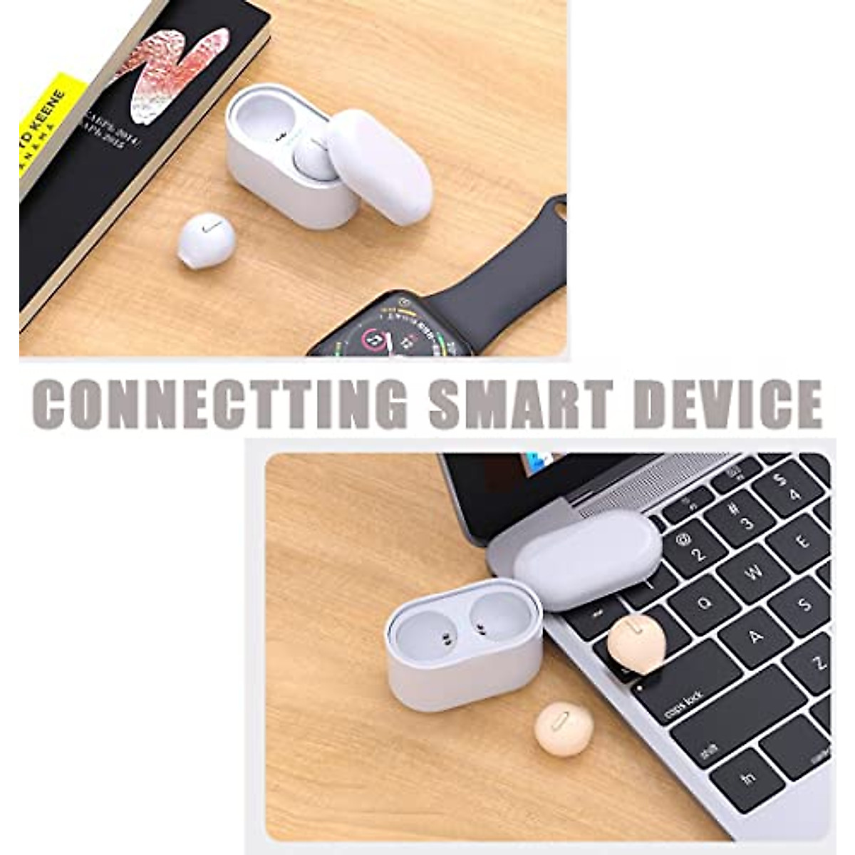 Loluka Invisible Earbuds 20 Hours Playtime Mini Bluetooth Earbuds True Wireless Earbuds Stereo HiFi Music IPX5 Waterproof Noise-Cancelling Discreet with Wireless Charging Case