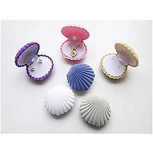 HAMIYELL Pack of 6 Velvet Earring Gift Box Shell Jewelry Storage Case Showcase Display Organizer Box for Necklace (White)